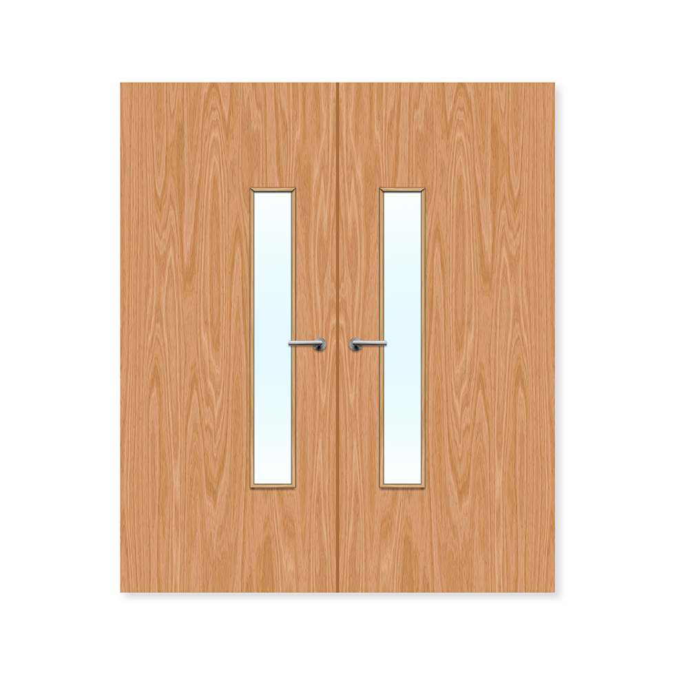 Internal Bespoke Beech Veneer 18G Glazed Double FD60 Fire Door – Premier Fire Doors