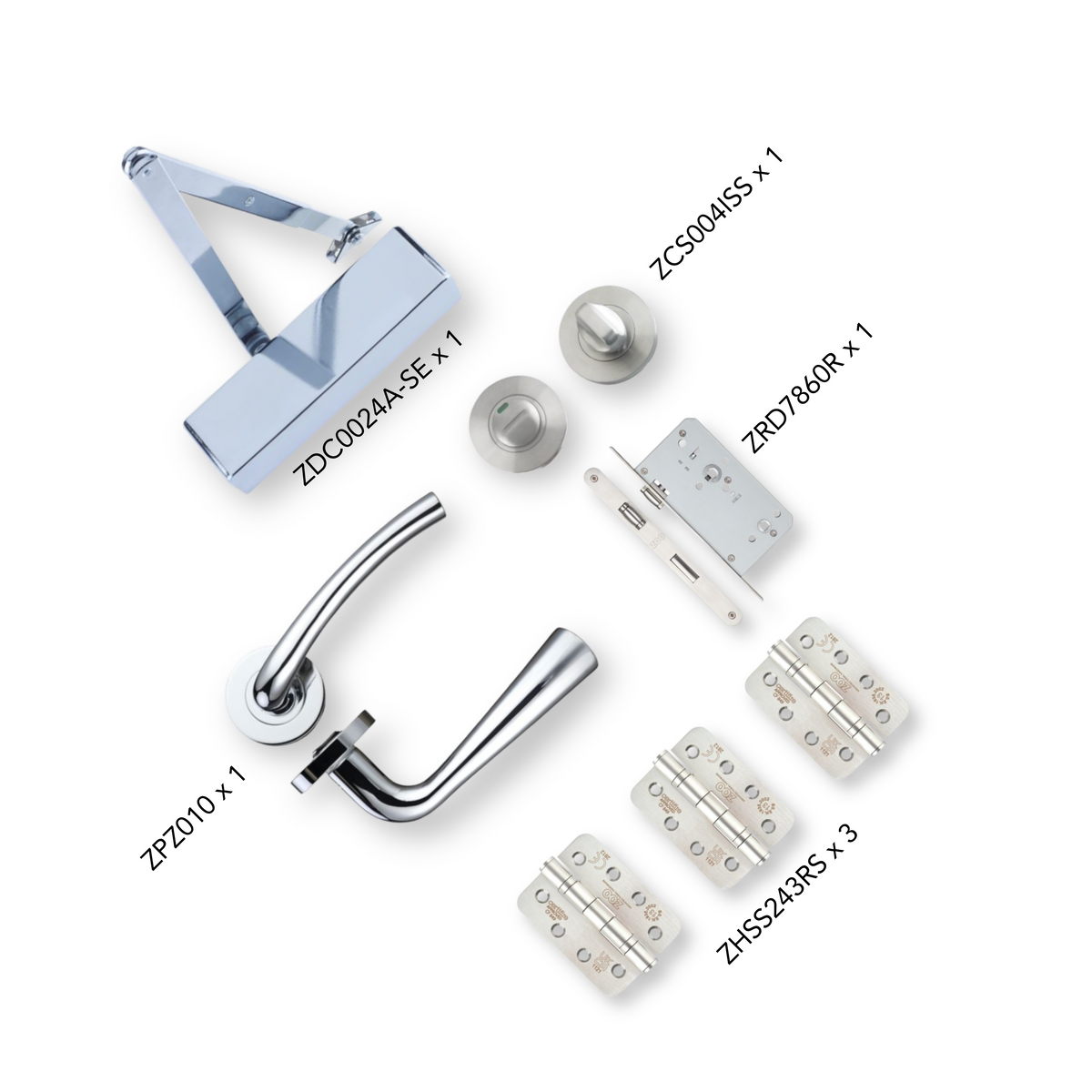 Ironmongery Single Fire Door Kit - Lever, Bathroom Lock, Turn and Rele ...