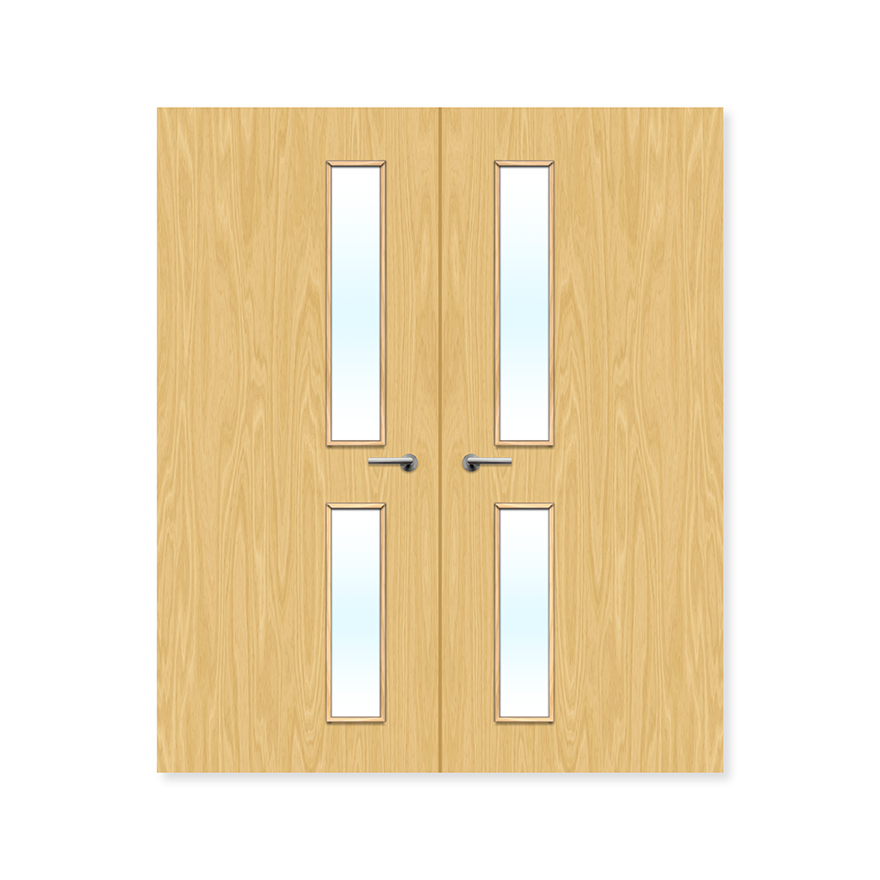 Internal Bespoke Koto Veneer 16G Glazed Double FD60 Fire Door – Premier ...