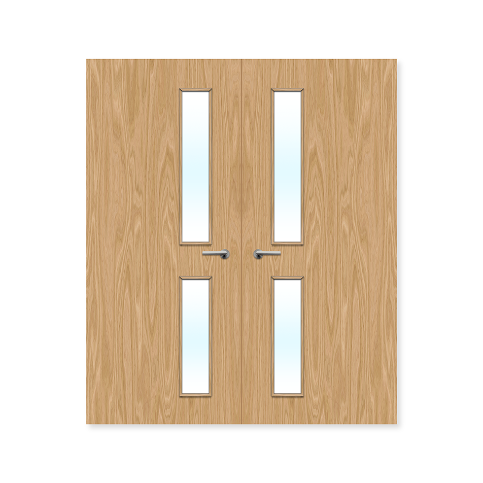 Premier Internal Economy Oak Veneer 16G Glazed Double FD60 Fire Door ...