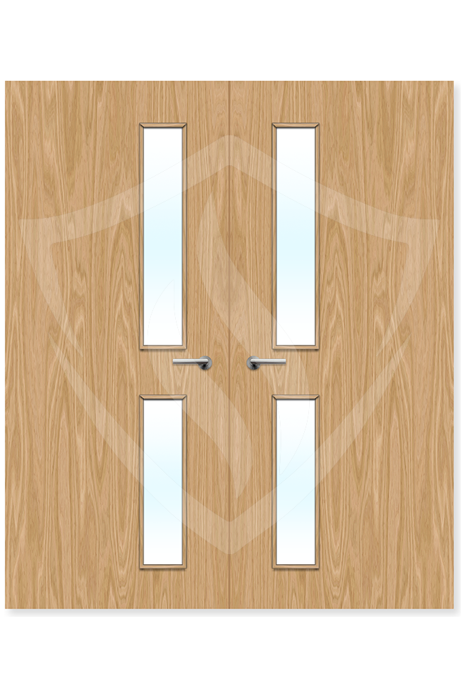 Premier Internal Oak Veneer 16g Glazed Double Fd30 fire Door – Premier Fire Doors