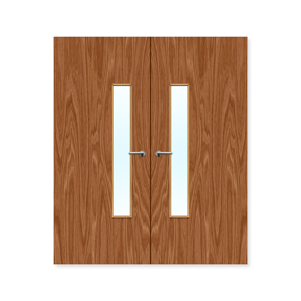 Premier External Plywood Paint Grade 18G Glazed Double FD60 Fire Door ...