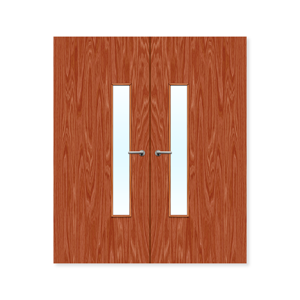 Internal Bespoke Sapele Veneer 18G Glazed Double FD60 Fire Door ...