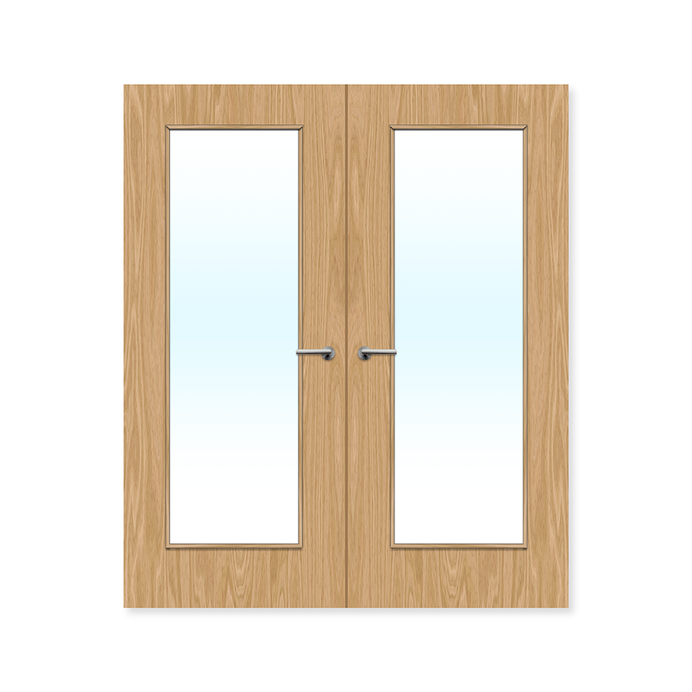 Premier Internal Economy Oak Veneer 19G Glazed Double FD30 Fire door ...