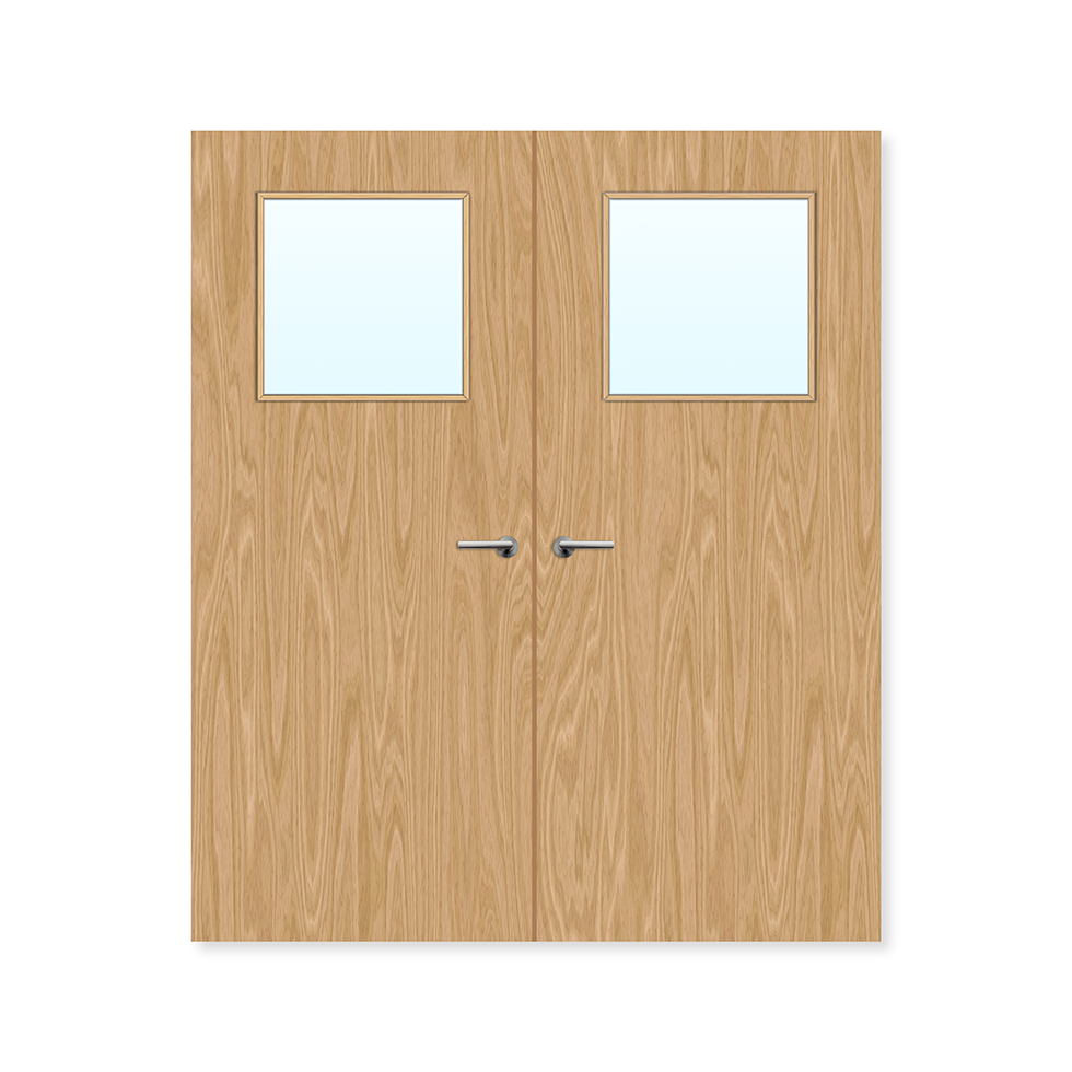 Premier Internal Economy Oak Veneer 1G Glazed Double FD30 Fire Door ...