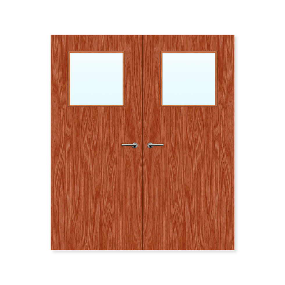 Internal Bespoke Sapele Veneer 1G Glazed Double FD60 Fire Door ...