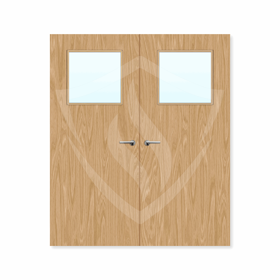 Internal Bespoke Oak Veneer 1G Glazed Double FD60 Fire Door – Premier ...