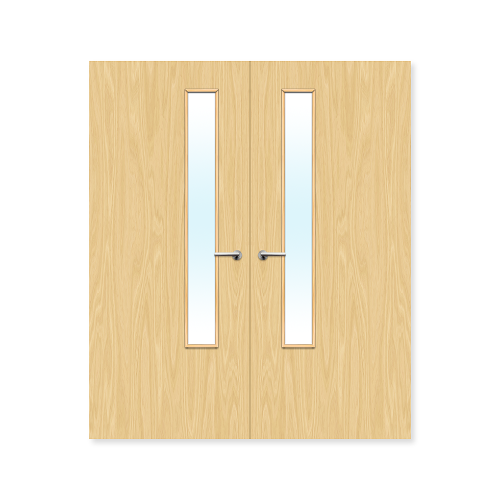 Premier Internal Bespoke Ash Veneer 20G Glazed Double FD30 Fire Door ...