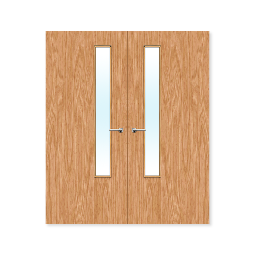 Internal Bespoke Beech Veneer 20G Glazed Double FD30 Fire Door ...