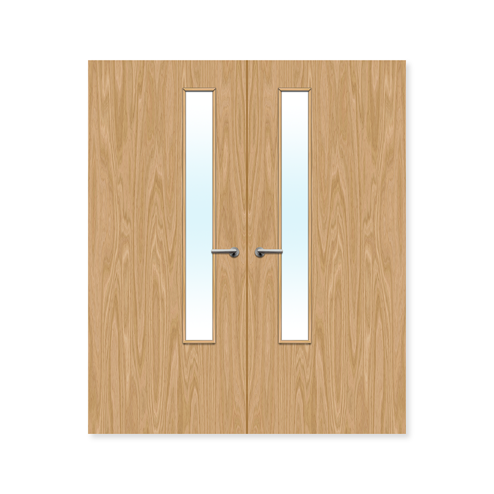 Premier Internal Economy Oak Veneer 20G Glazed Double FD30 Fire Door ...