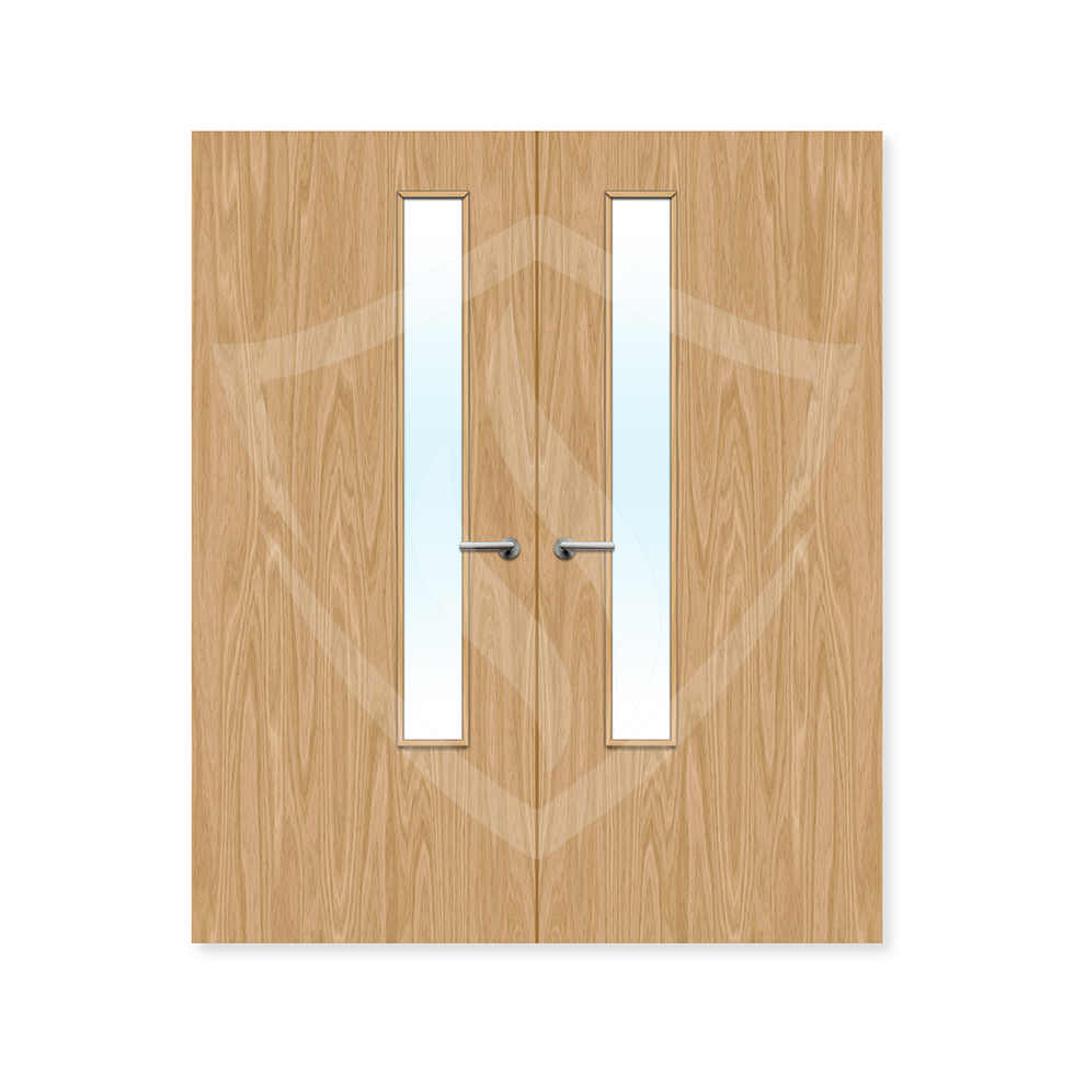 Premier Bespoke Internal Oak Veneer 20G Glazed Double FD60 Fire Door ...