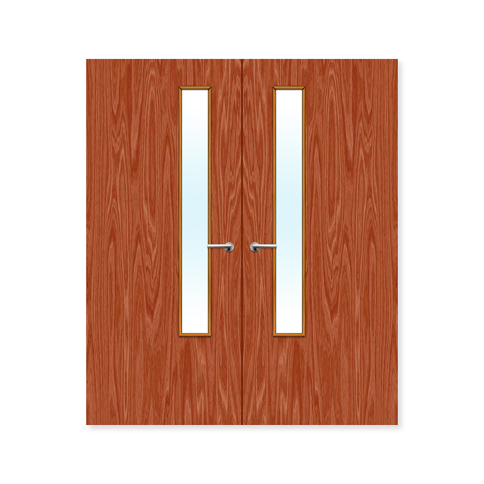 Premier Internal Bespoke Sapele Veneer 20G Glazed Double FD30 Fire Doo ...