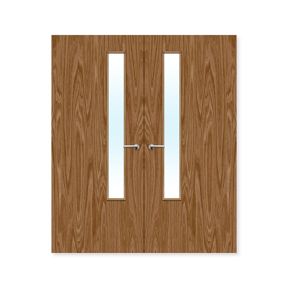 Premier Internal Bespoke Walnut Veneer 20G Glazed Double FD60 Fire Doo ...