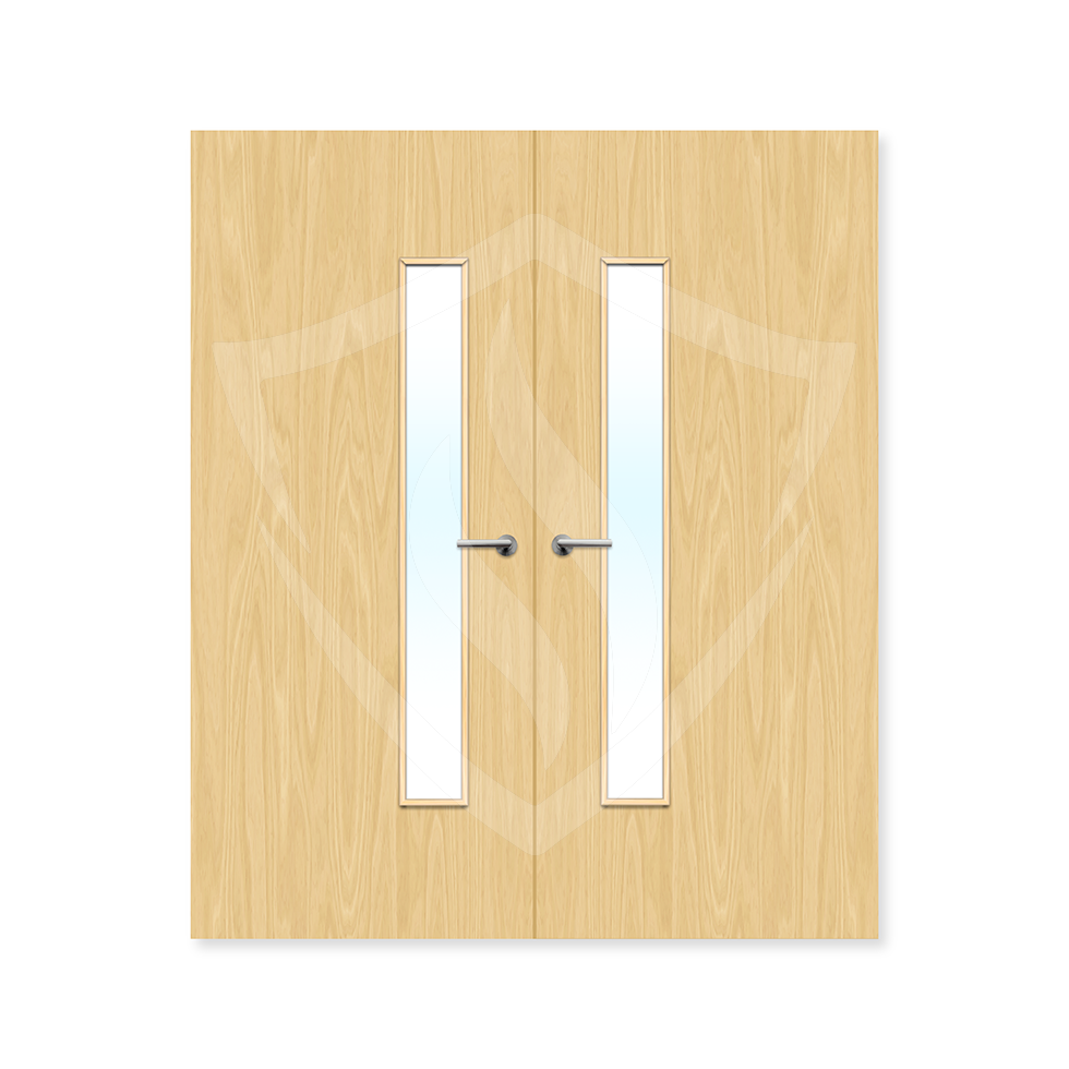 Premier Internal Bespoke Ash Veneer 25G Glazed Double FD60 Fire Door ...
