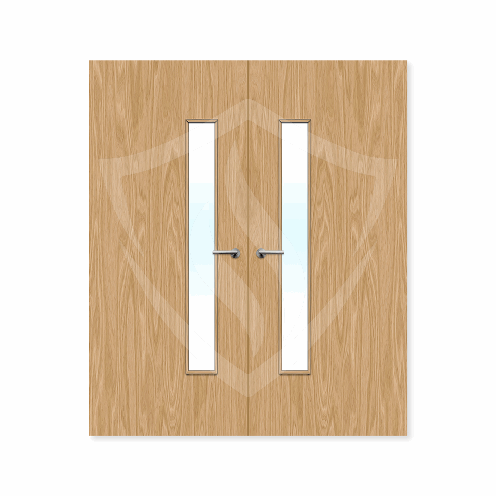Internal Bespoke Oak Veneer 25G Glazed Double FD60 Fire Door – Premier ...