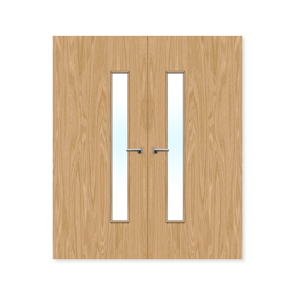 Premier Internal Economy Oak Veneer 25G Glazed Double FD60 Fire Door ...
