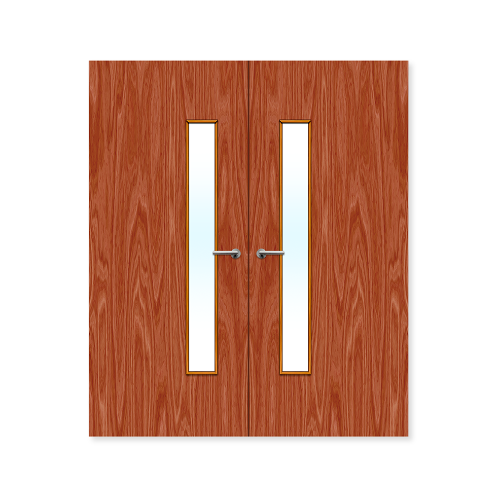 Internal Bespoke Sapele Veneer 25G Glazed Double FD60 Fire Door ...