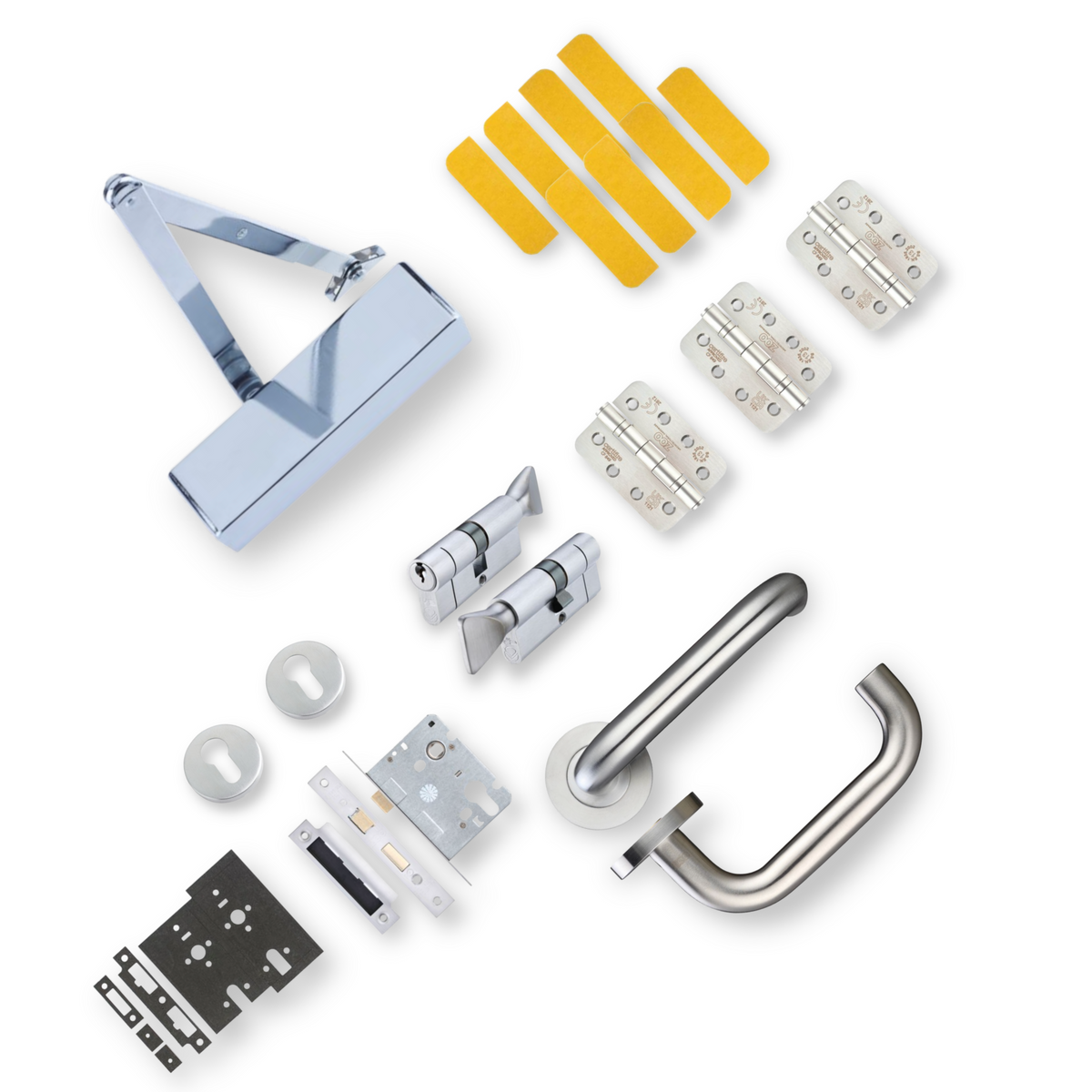 Ironmongery Single Fire Door Kit - Lever, Lock, euro cylinder with eit ...
