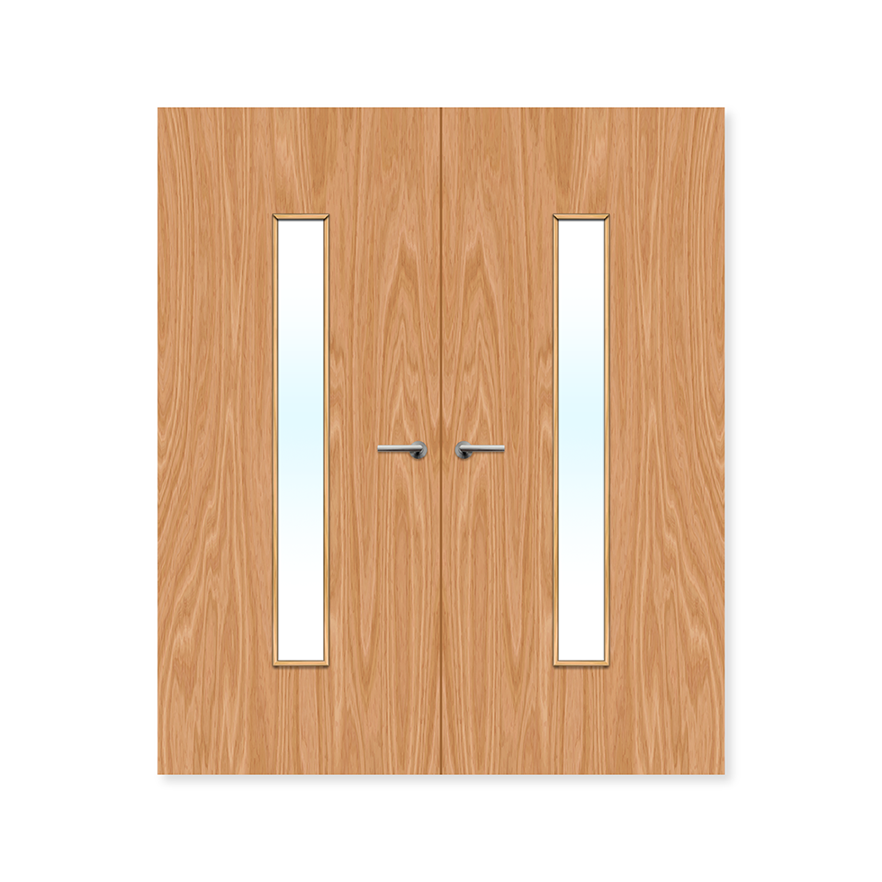 Internal Bespoke Beech Veneer 29G Glazed Double FD60 Fire Door ...