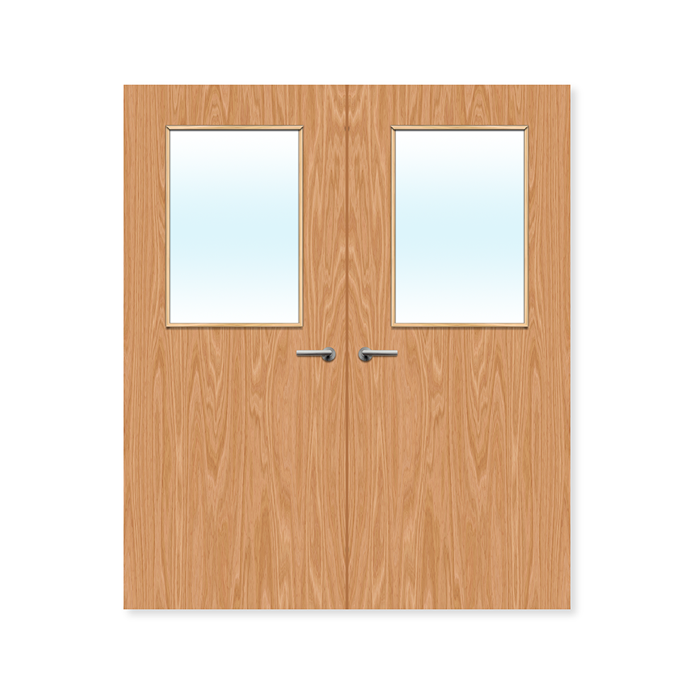 Internal Bespoke Beech Veneer 2G Glazed Double FD60 Fire Door – Premier ...