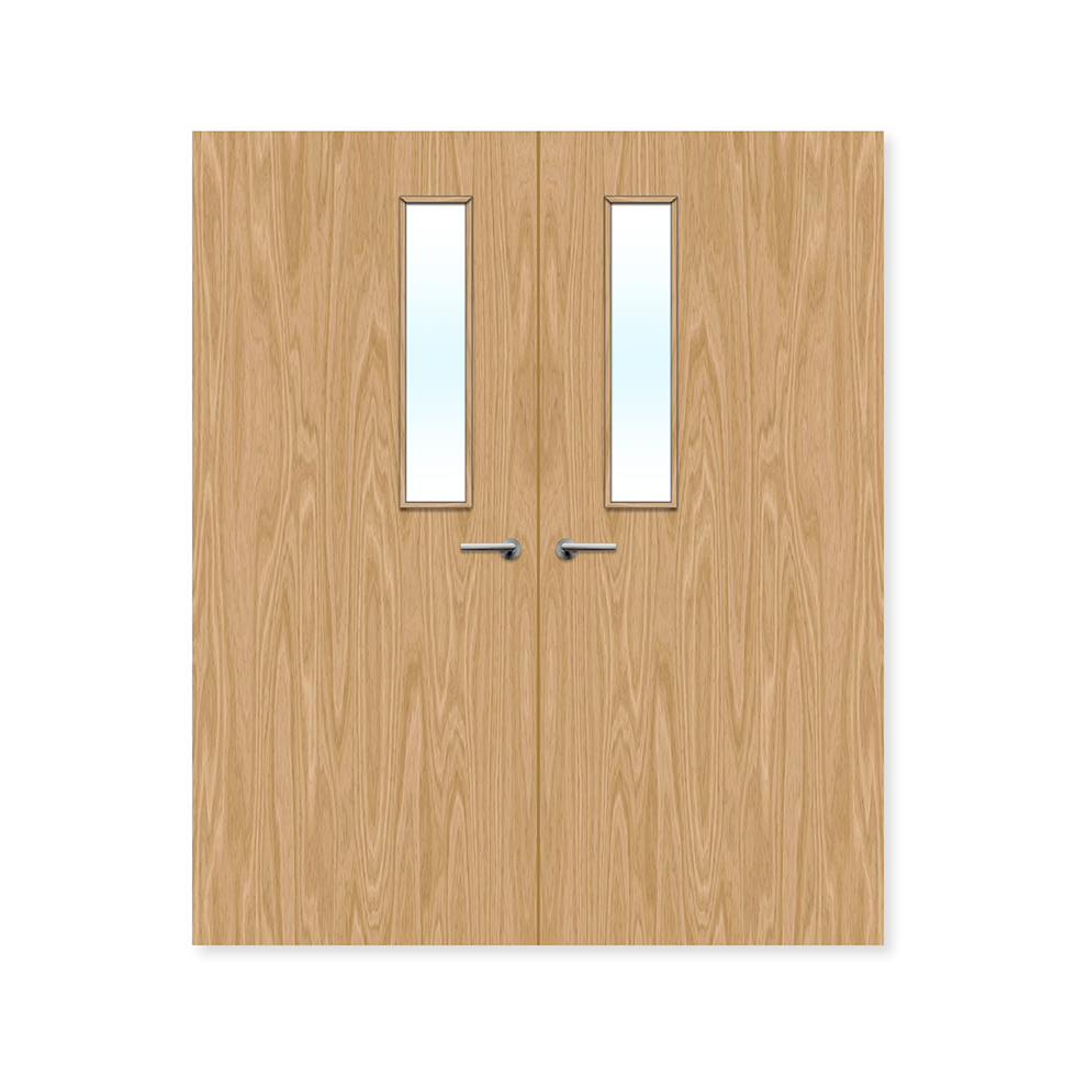 Premier Internal Economy Oak Veneer 3G Glazed Double FD60 Fire Door ...