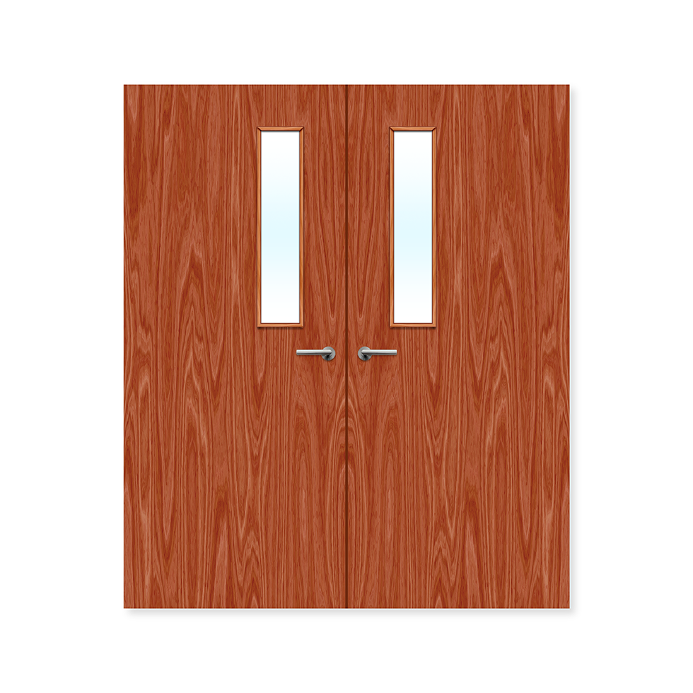 Internal Bespoke Sapele Veneer 3G Glazed Double FD60 Fire Door ...