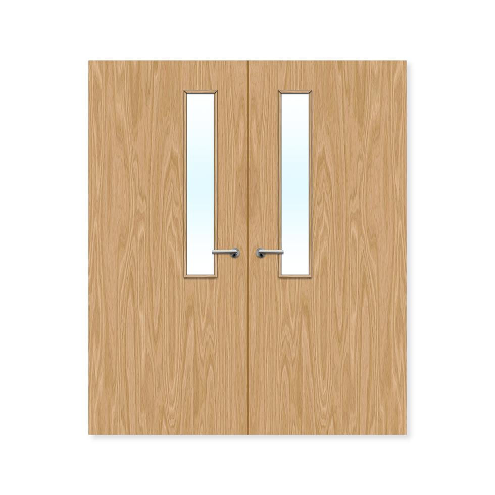 Internal Bespoke Oak Veneer 7G Glazed Double FD60 Fire Door – Premier ...
