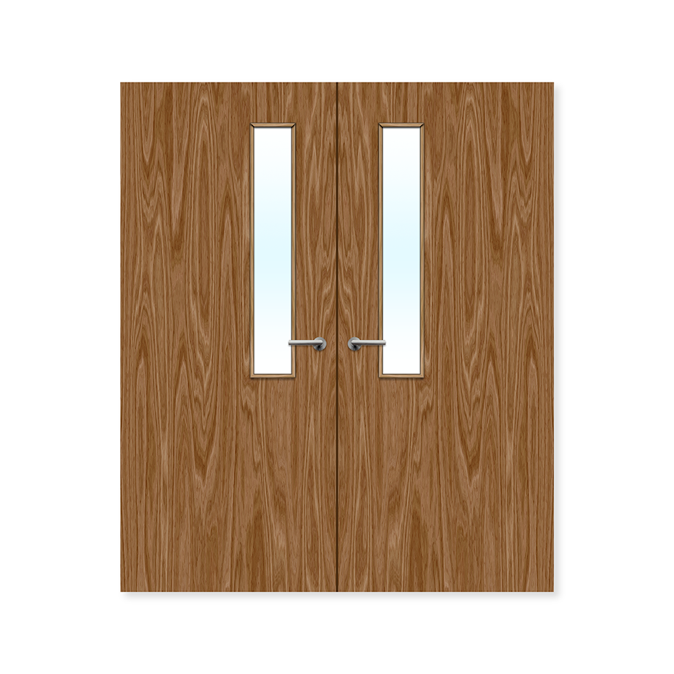 Internal Bespoke Walnut Veneer 7G Glazed Double FD60 Fire Door ...
