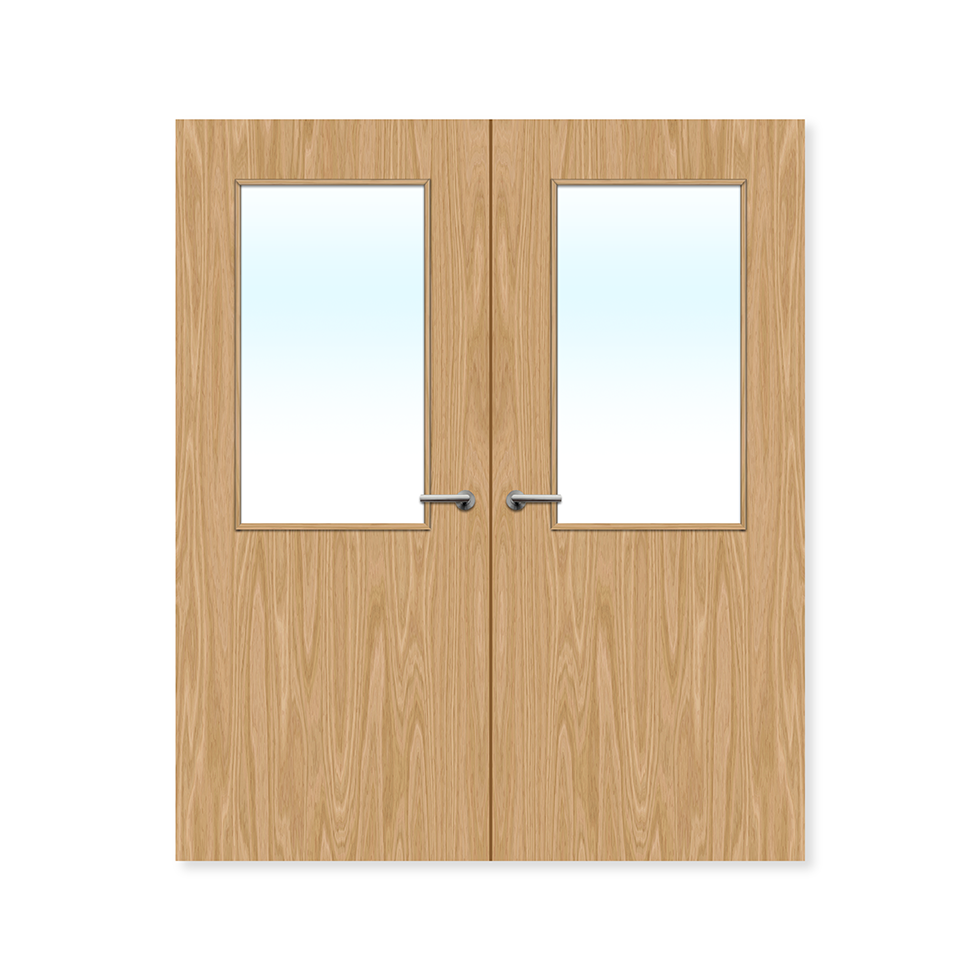 Premier Internal Economy Oak Veneer 8G Glazed Double FD30 Fire Door ...