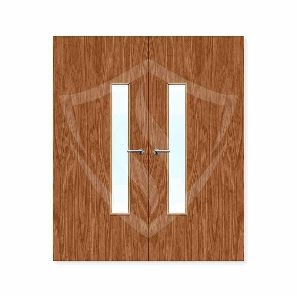 Internal Bespoke Plywood Paint Grade 18G Glazed Double FD30 Fire Door ...
