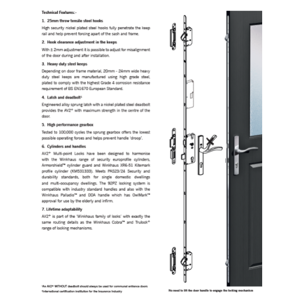 Winkhaus AV2F-3 point auto-locking Multi-point lock – 55mm Backset - P ...